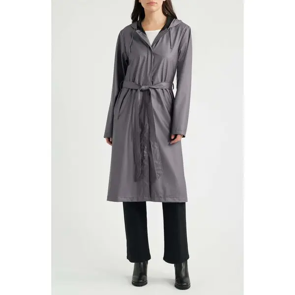 Rains Waterproof A-line Long Raincoat - Violet Steel