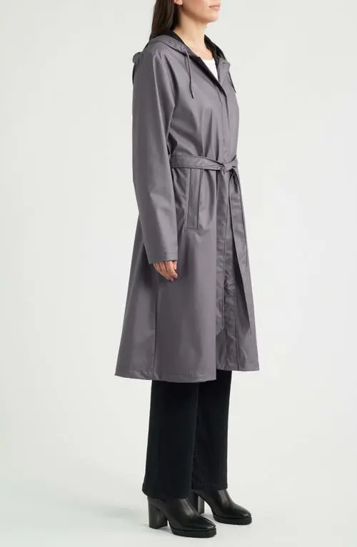 Rains Waterproof A-line Long Raincoat - Violet Steel