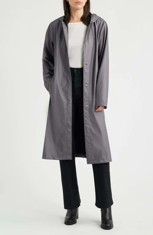 Rains Waterproof A-line Long Raincoat - Violet Steel