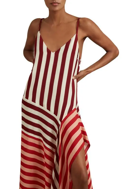 Reiss Holly Mixed Directional Stripe Maxi Dress In Burgundy/White - 55% Off  | Editorialist
