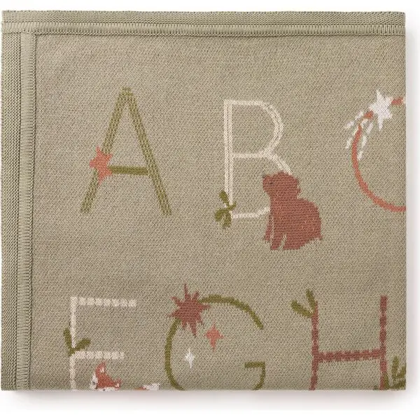 ELEGANT BABY Alphabet Cotton Knit Blanket - Sage Green