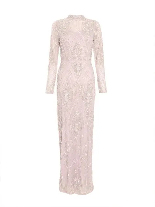 Quiz Embellished High Neck Evening Dress In Lilac - 40% Off | Editorialist