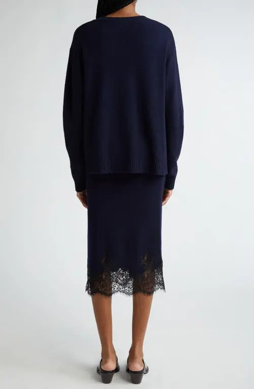 3.1 Phillip Lim Lace Detail Draped Long Sleeve Sweater Dress In Midnight -  30% Off | Editorialist