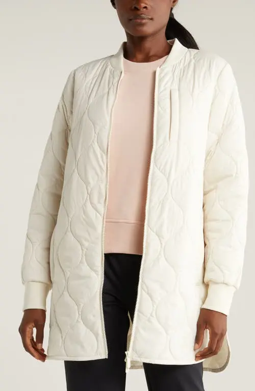Zella Skyline Longline Quilted Jacket - Ivory Egret