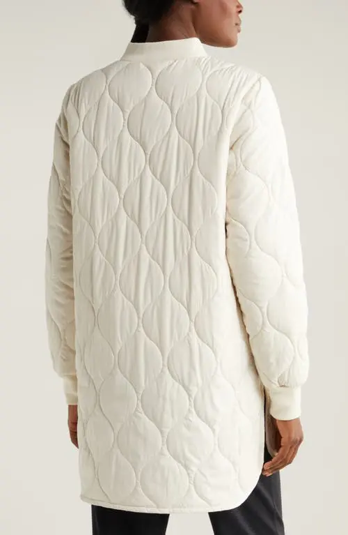 Zella Skyline Longline Quilted Jacket - Ivory Egret
