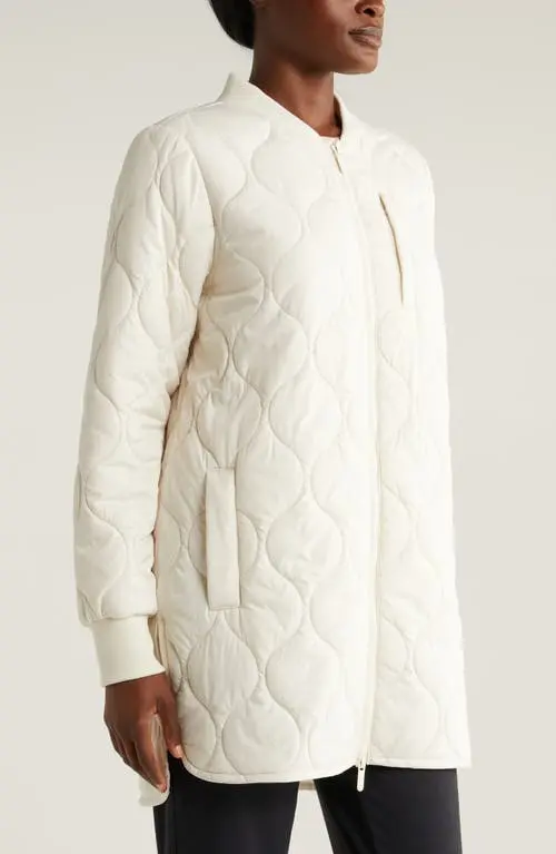 Zella Skyline Longline Quilted Jacket - Ivory Egret