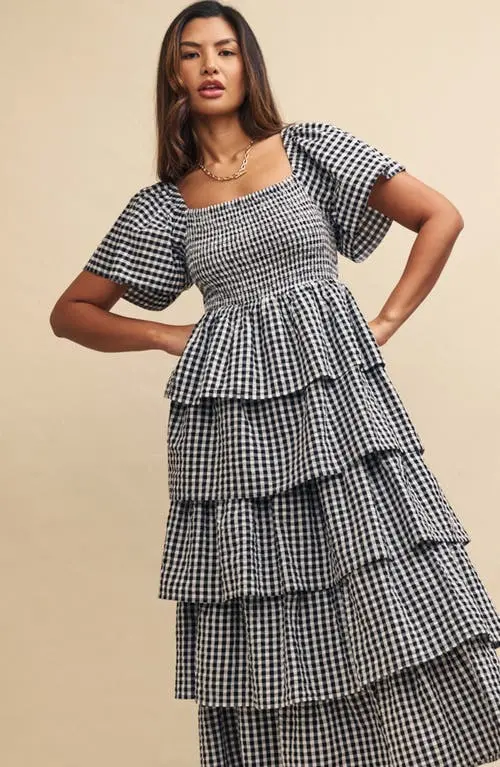 Nobody'S Child Rosalia Gingham Tiered Organic Cotton Maxi Dress In Black -  70% Off | Editorialist