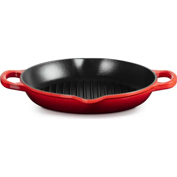 LE CREUSET Signature Deep Round Enamel Cast Iron Grill Pan - Cerise