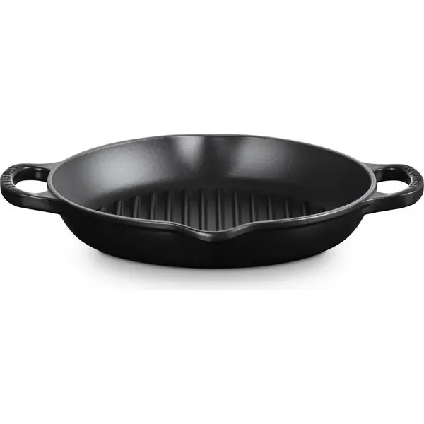 LE CREUSET Signature Deep Round Enamel Cast Iron Grill Pan - Licorice