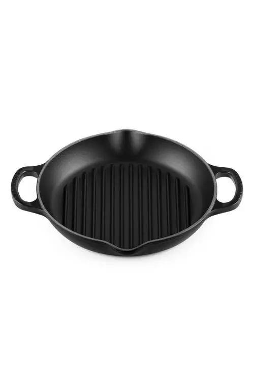 LE CREUSET Signature Deep Round Enamel Cast Iron Grill Pan - Licorice
