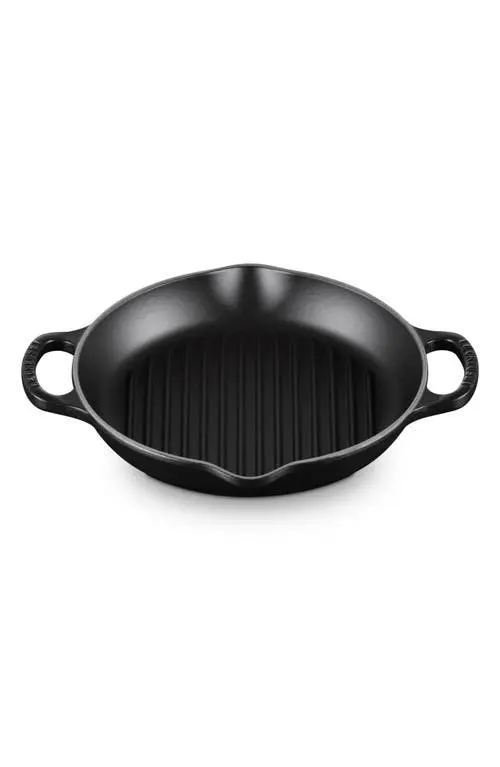LE CREUSET Signature Deep Round Enamel Cast Iron Grill Pan - Licorice