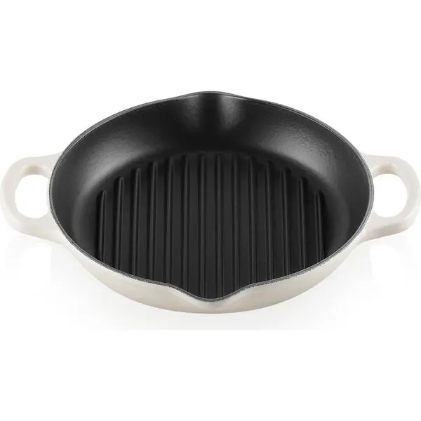 LE CREUSET Signature Deep Round Enamel Cast Iron Grill Pan - Meringue