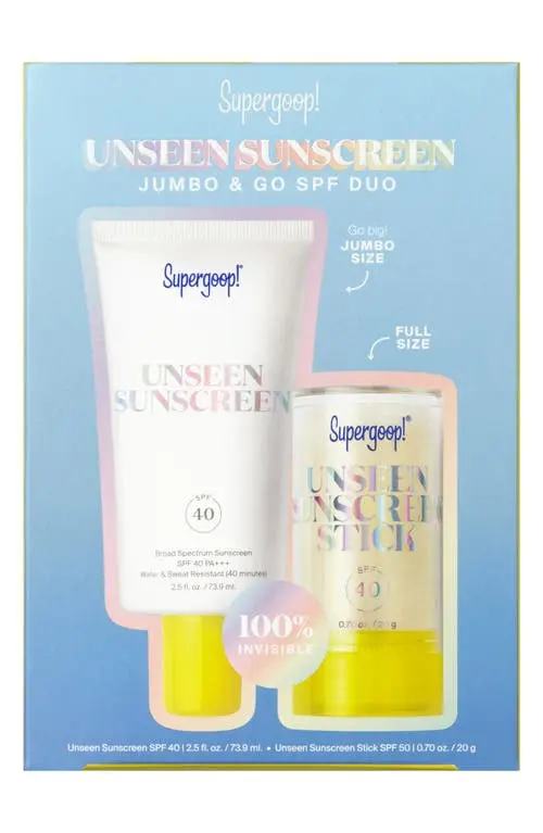 Supergoop!® Unseen Sunscreen Jumbo + Go Set $78 Value