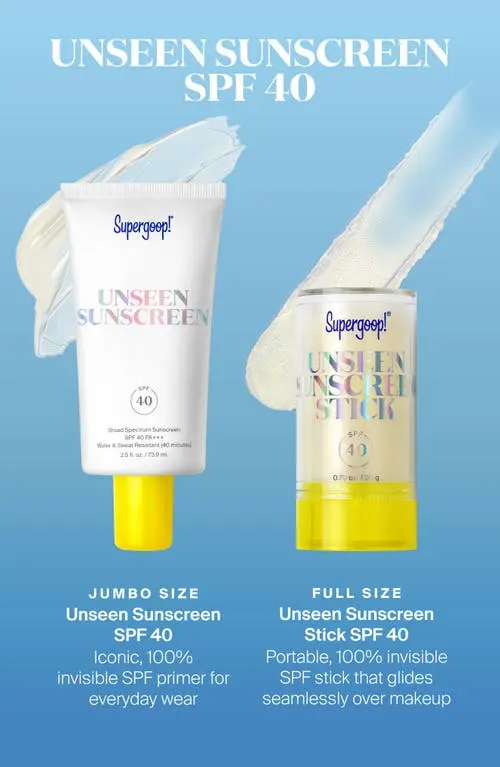 Supergoop!® Unseen Sunscreen Jumbo + Go Set $78 Value