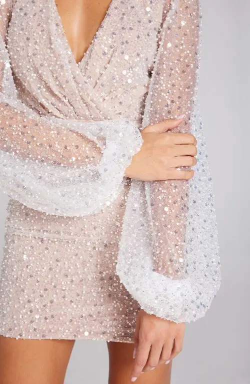 white christmas dresses Wardrobes by Chen Luxury Beaded Diamond Long Sleeve Short cocktail Dre –  GOOD GIRL REBEL