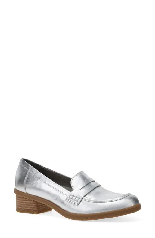 Dansko Danica Waterproof Penny Loafer Pump - Silver Metallic