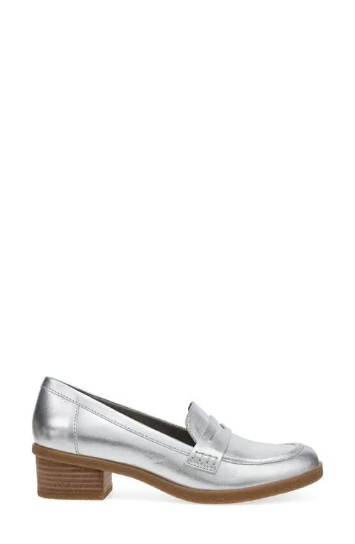 Dansko Danica Waterproof Penny Loafer Pump - Silver Metallic