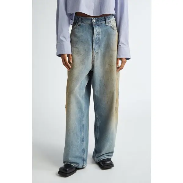 Acne Studios 2023 Penicillin Super Baggy Fit Jeans In Mid Blue 
