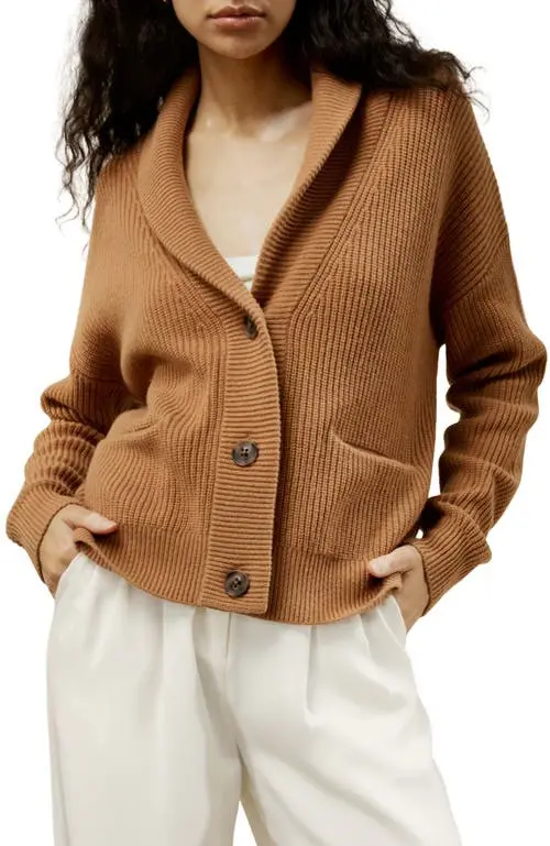 Lilysilk Wool Knit Shawl Collar Cardigan - Toffee