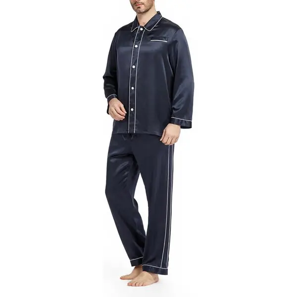 Lilysilk Unique Silk Pajamas Set - Navy Blue
