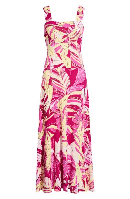 Vince Camuto Palm Print Maxi Dress - Deep Sangria