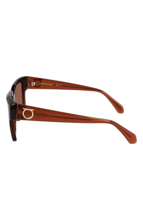 FERRAGAMO Gancini 51mm Rectangular Sunglasses
Color: TRANSPARENT BROWN Ferragamo Gancini 51Mm Oval Sunglasses in Red | Lyst main image 2