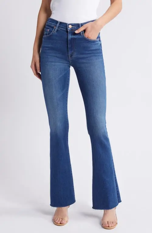 MOTHER High Waist Fray Hem Flare Leg Jeans