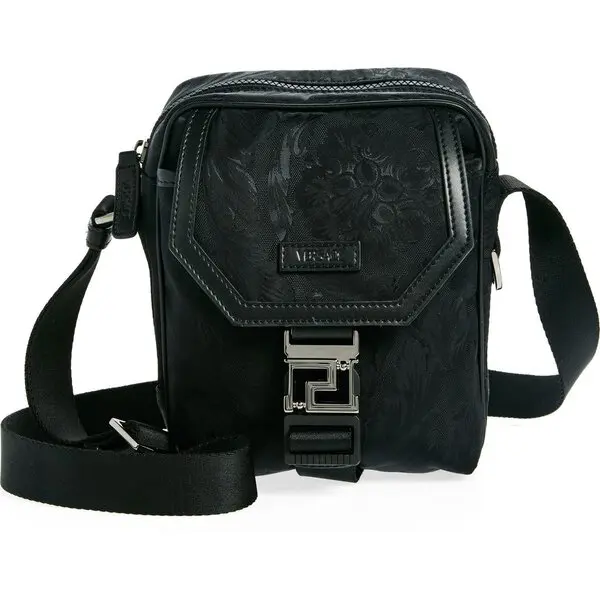 Versace Barocco Nylon Messenger Bag - Black-ruthenium