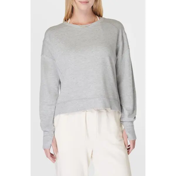 Sweaty Betty After Class Organic Cotton Blend Longline Sweatshirt - Light Grey