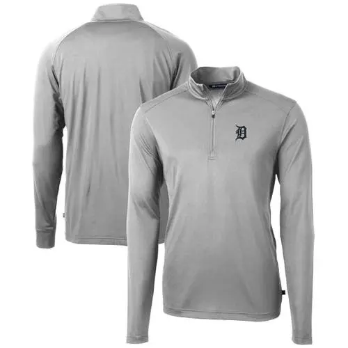 Cutter & Buck Detroit Tigers Virtue Eco Pique Recycled Quarter-zip Pullover Top - Gray