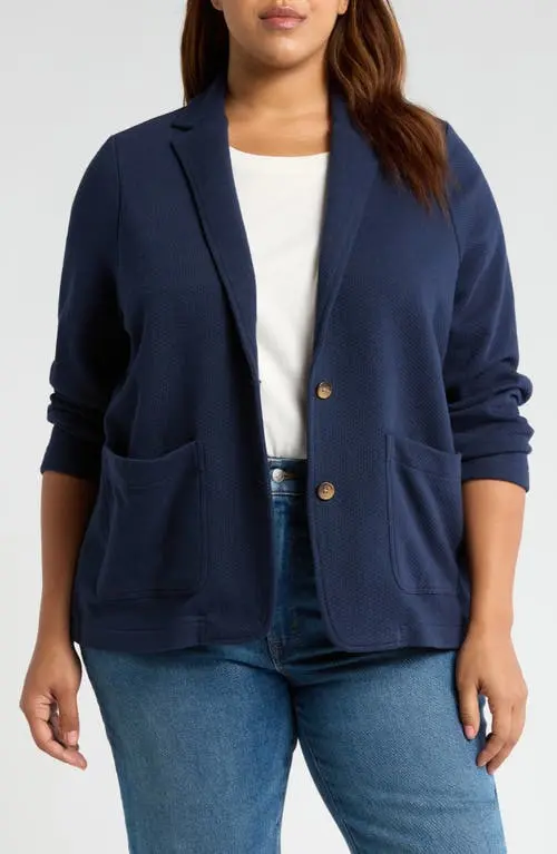 Caslon Relaxed Knit Blazer In Navy Blazer 55% Off Editorialist