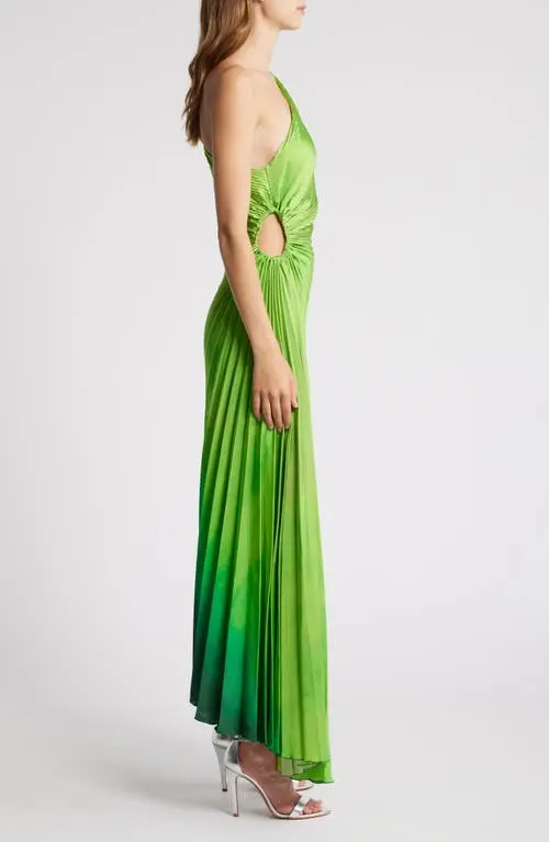 Mango Ombr Cutout Pleated One-Shoulder Dress In Green - 55% Off |  Editorialist