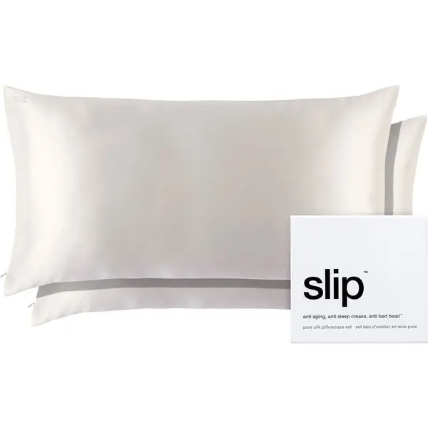 Slip Set Of 2 Silk King Pillowcases $280 Value - White