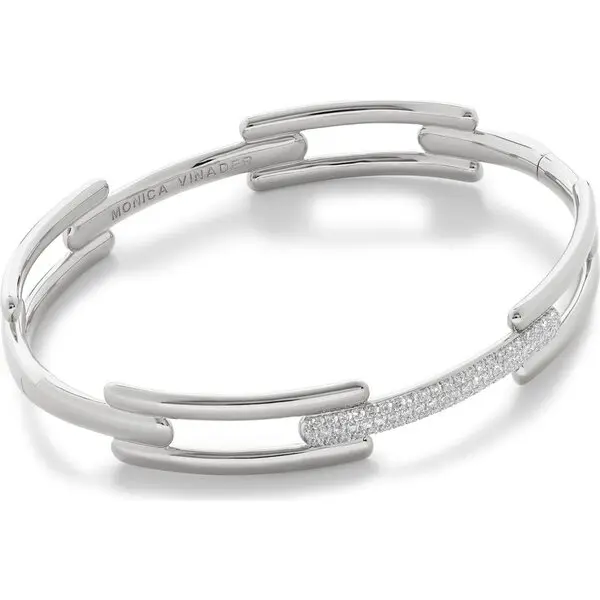 Monica Vinader Lab-created Diamond Bangle - 14kt Sterling Silver / Diamond