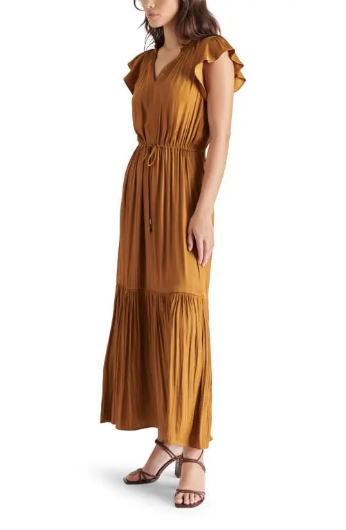Steve Madden Osiris Tiered Split Neck Maxi Dress In Amber Brown - 70% Off |  Editorialist
