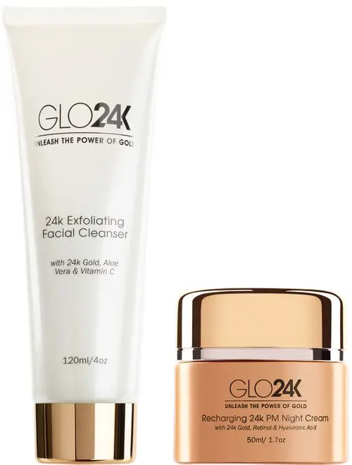 GLO24K Exfoliating Facial Cleanser & Night Cream - Na