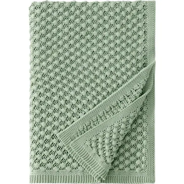 PERI HOME Crochet Knit Cotton Throw Blanket - Sage