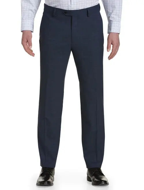 SYNRGY BY DXL Performance Mélange Flat-front Suit Pants - Blue