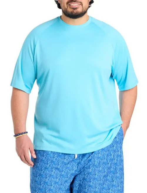 HARBOR BAY BY DXL Big & Tall Swim Rash Guard T-shirt - Blue Grotto