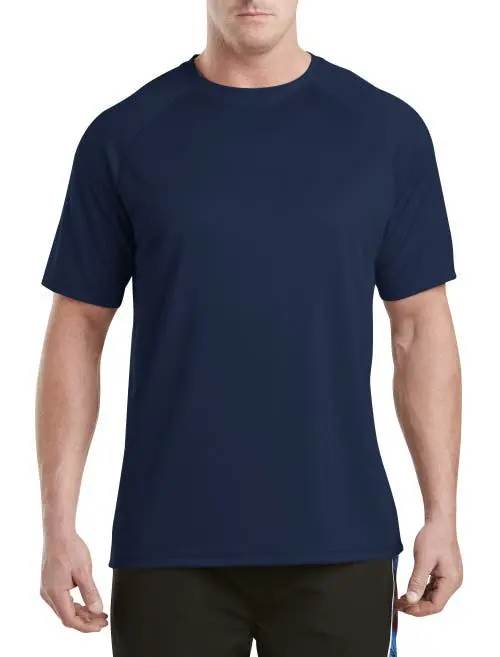 HARBOR BAY BY DXL Big & Tall Swim Rash Guard T-shirt - Navy