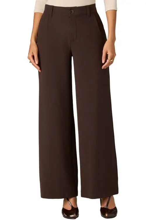 Wit & Wisdom Whitney Skyrise Flat Front Wide Leg Pants - Brown