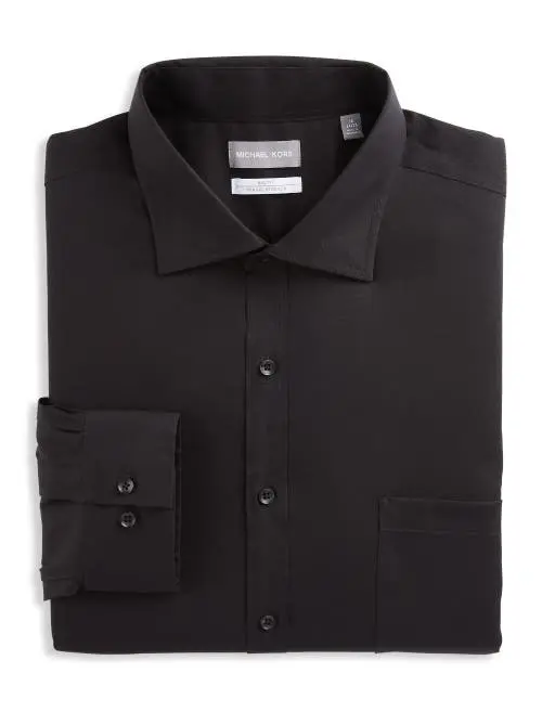 Michael Kors Solid Non-iron Stretch Dress Shirt - Black