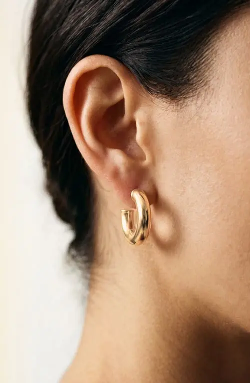 Argento Vivo Mini Tube Hoop Earrings - Gold