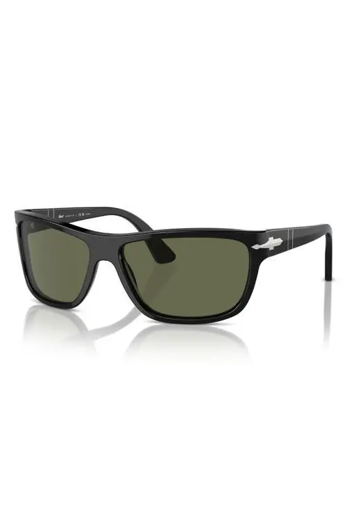 Persol 63mm Oversized Polarized Rectangular Sunglasses - Black