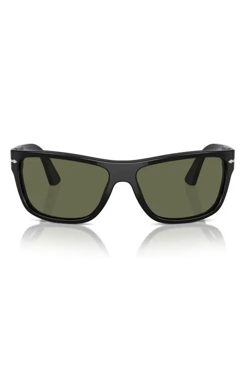 Persol 63mm Oversized Polarized Rectangular Sunglasses - Black