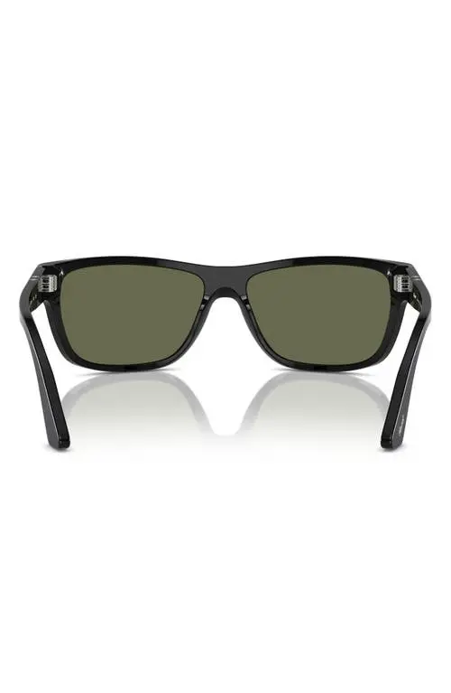 Persol 63mm Oversized Polarized Rectangular Sunglasses - Black
