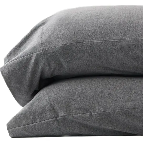 PACT Organic Favorite Tee Jersey Pillowcase 2-pack - Medium Grey Heather