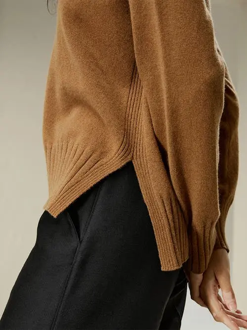Lilysilk Crew Neck Cashmere Pullover - Brown