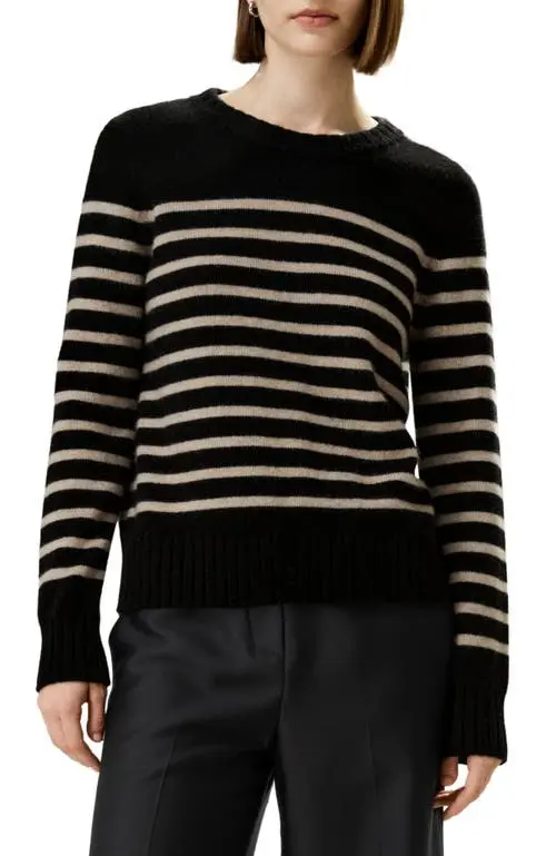 Lilysilk Striped Cashmere Sweater - Black