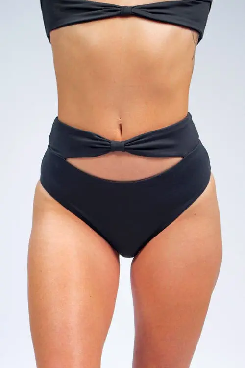 MARY MERCEDES Ty Bikini Bottom - Charcoal Grey